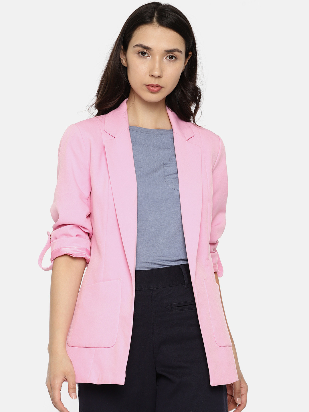 Buy ONLY Women Pink Solid Open Front Jacket - Jackets for Women 2491502 ...