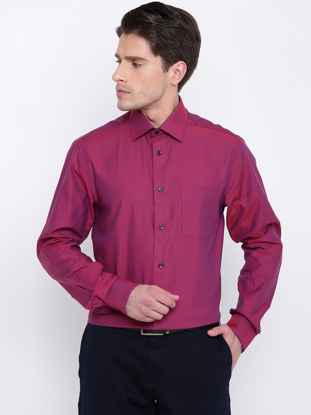 Buy Blackberrys Men Maroon Slim Fit Self Design Partywear Shirt ...