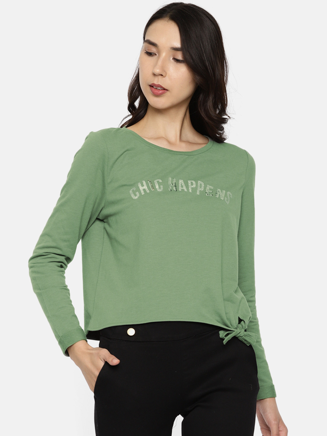 Buy ONLY Women Green Printed Top - Tops for Women 2491901 | Myntra