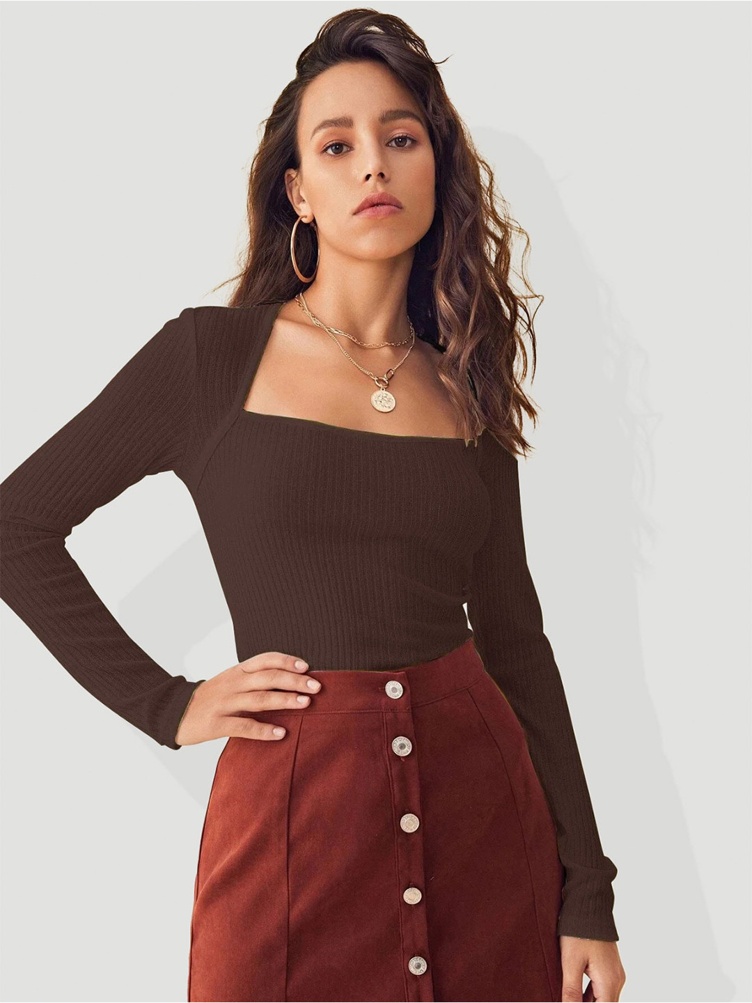 Buy MYWISHBAG Square Neck Fitted Top - Tops for Women 24919954 | Myntra