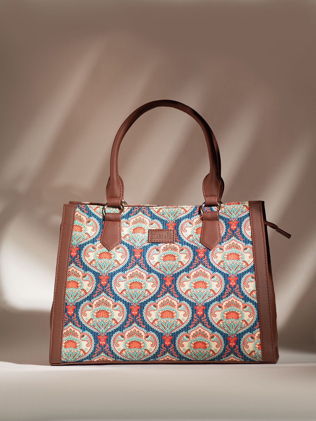 Buy ZOUK Ethnic Motifs Printed Structured Jute Handheld Bag - Handbags ...