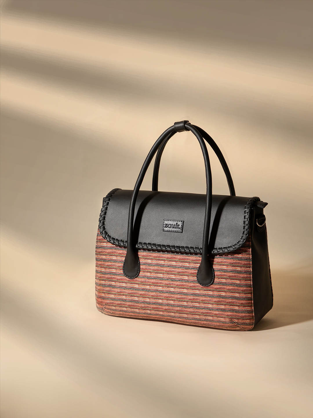 Buy ZOUK Textured Structured Jute Satchel Bag - Handbags for Women ...