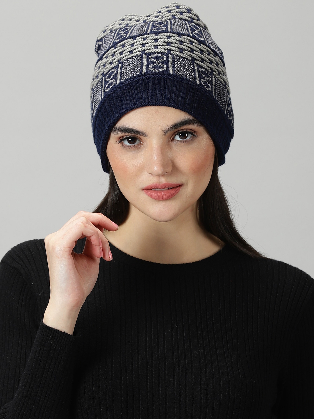 Buy Rodzen Self Design Woollen Beanie Caps Caps For Women 24922384 Myntra