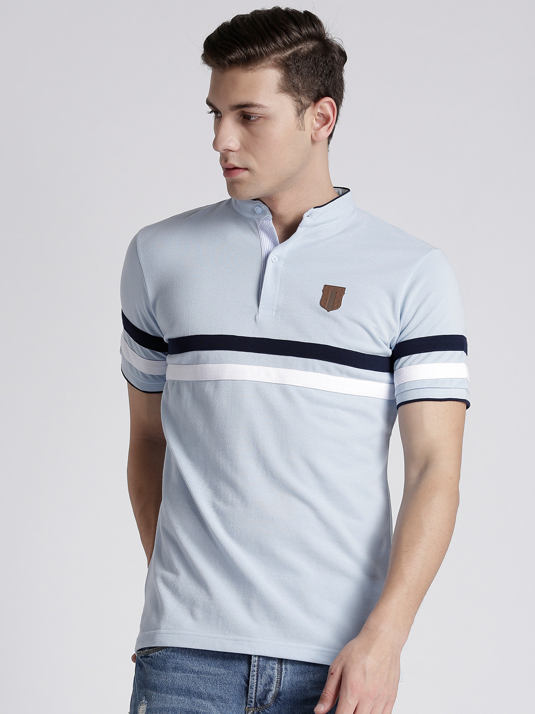 Buy Splash Men Blue Striped Polo Collar T Shirt - Tshirts for Men ...