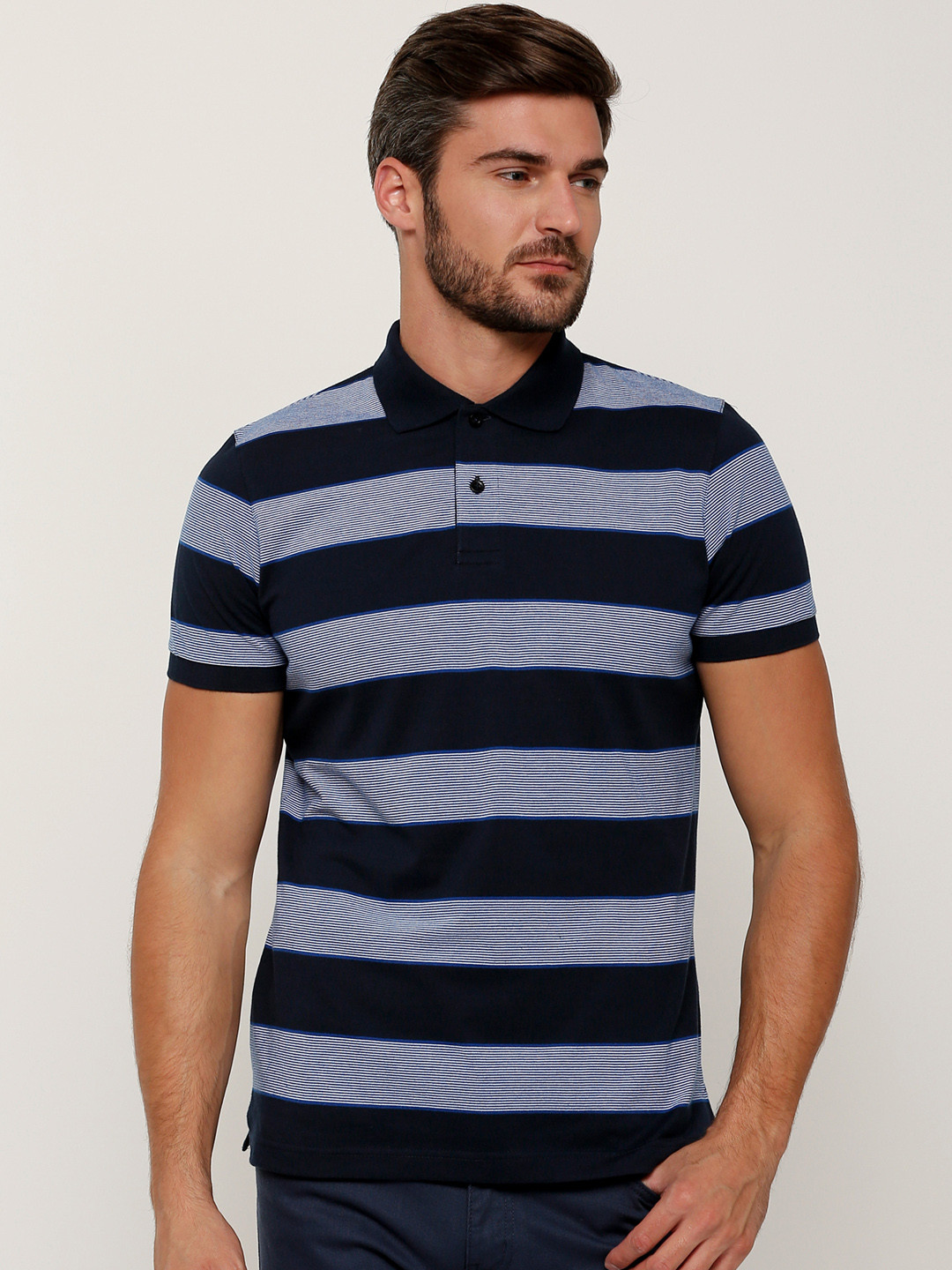 Buy Splash Men Blue Striped Polo Collar T Shirt - Tshirts for Men ...