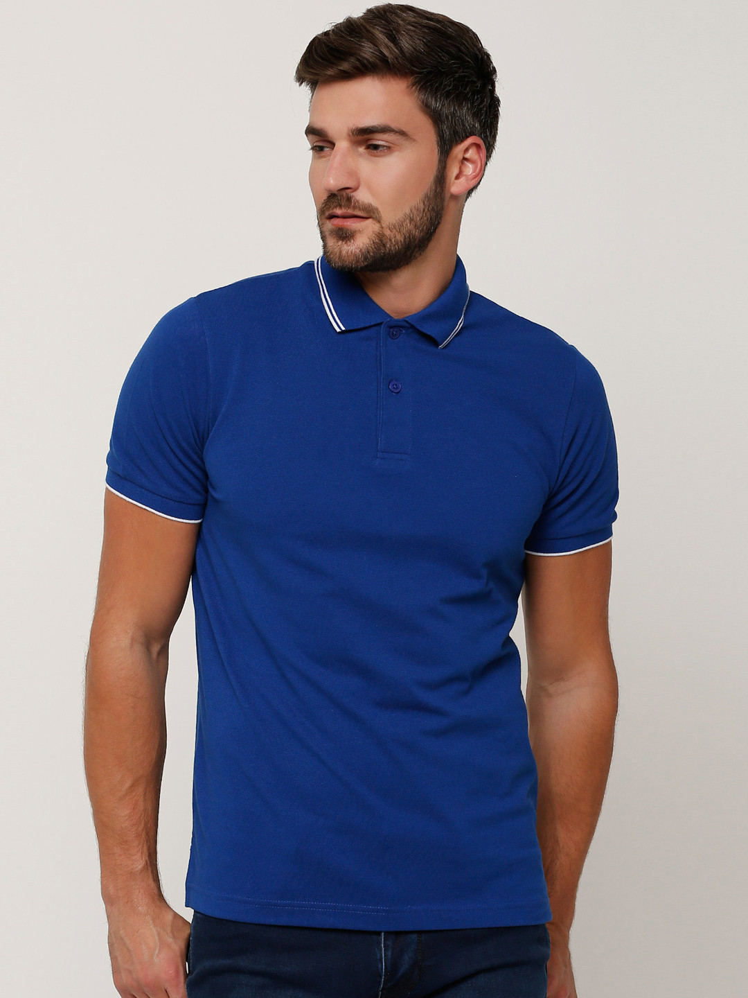 Buy Splash Men Blue Solid Polo Collar T Shirt - Tshirts for Men 2492303 ...