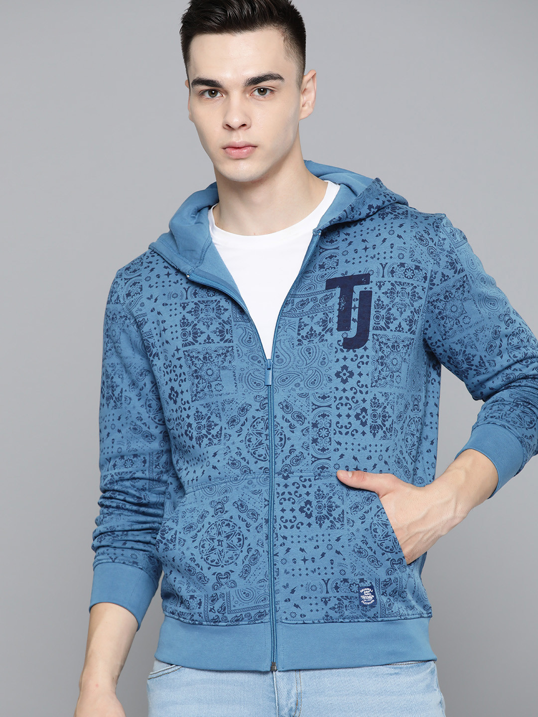 Buy Indian Terrain Ethnic Motif Printed Hooded Sweatshirt - Sweatshirts ...