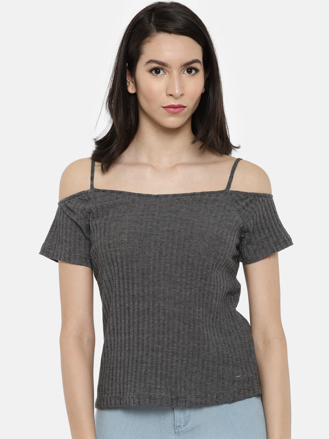 Buy ONLY Women Grey Solid Top - Tops for Women 2492592 | Myntra