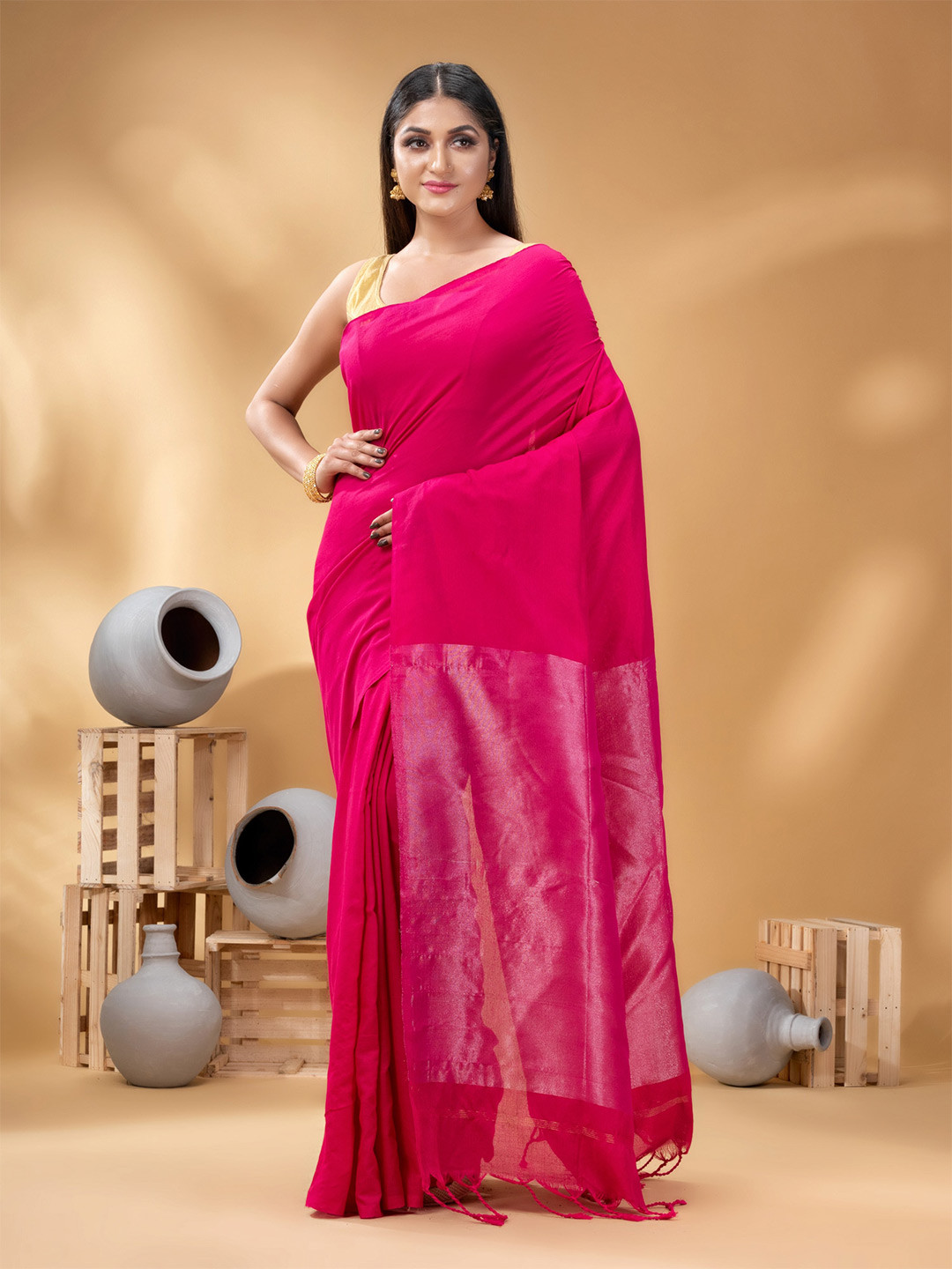 Buy DESH BIDESH Zari Pure Cotton Taant Saree - Sarees for Women 24933302 | Myntra