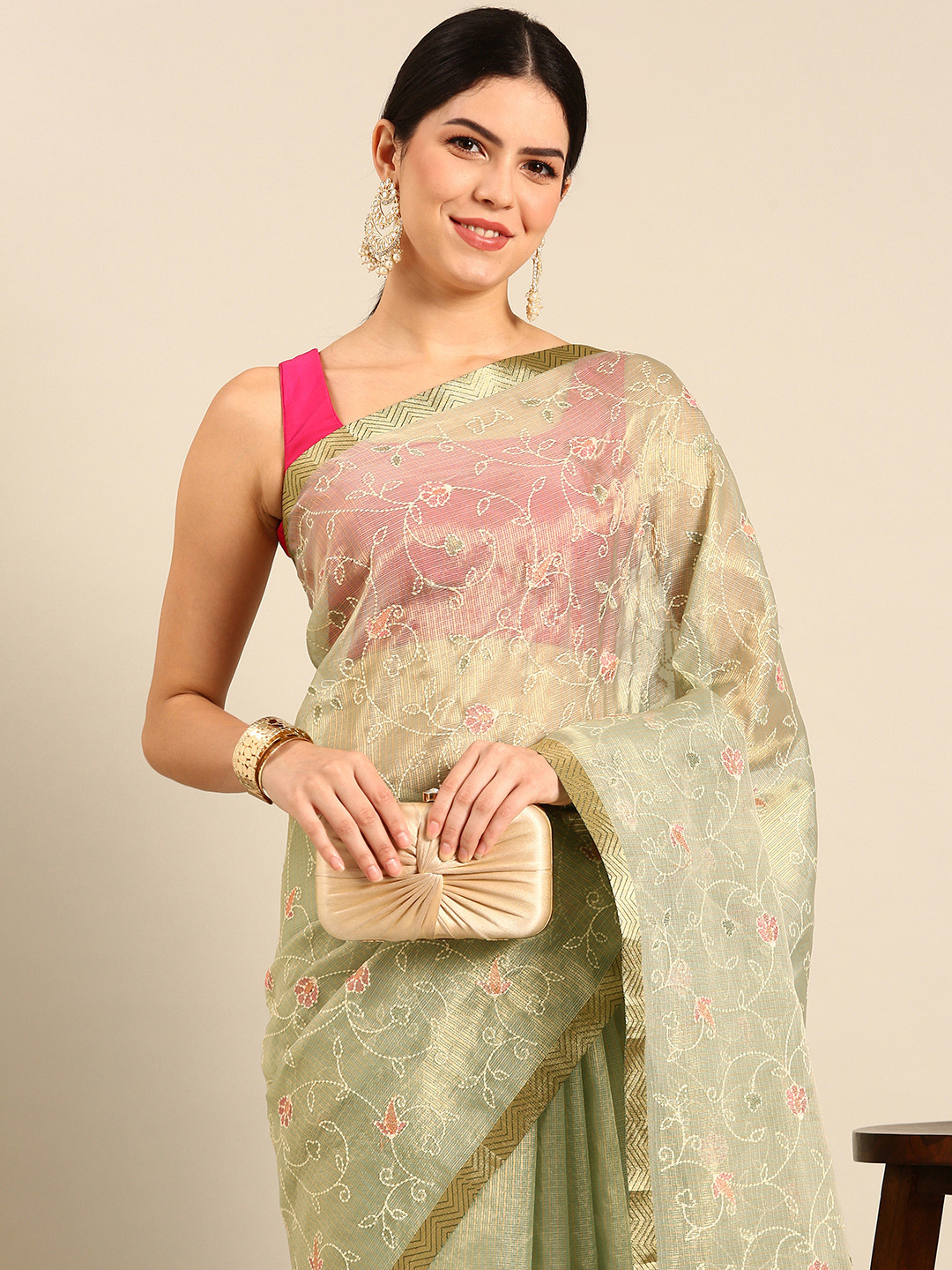 Buy Simaaya Floral Zari Kota Saree - Sarees for Women 24935810 | Myntra