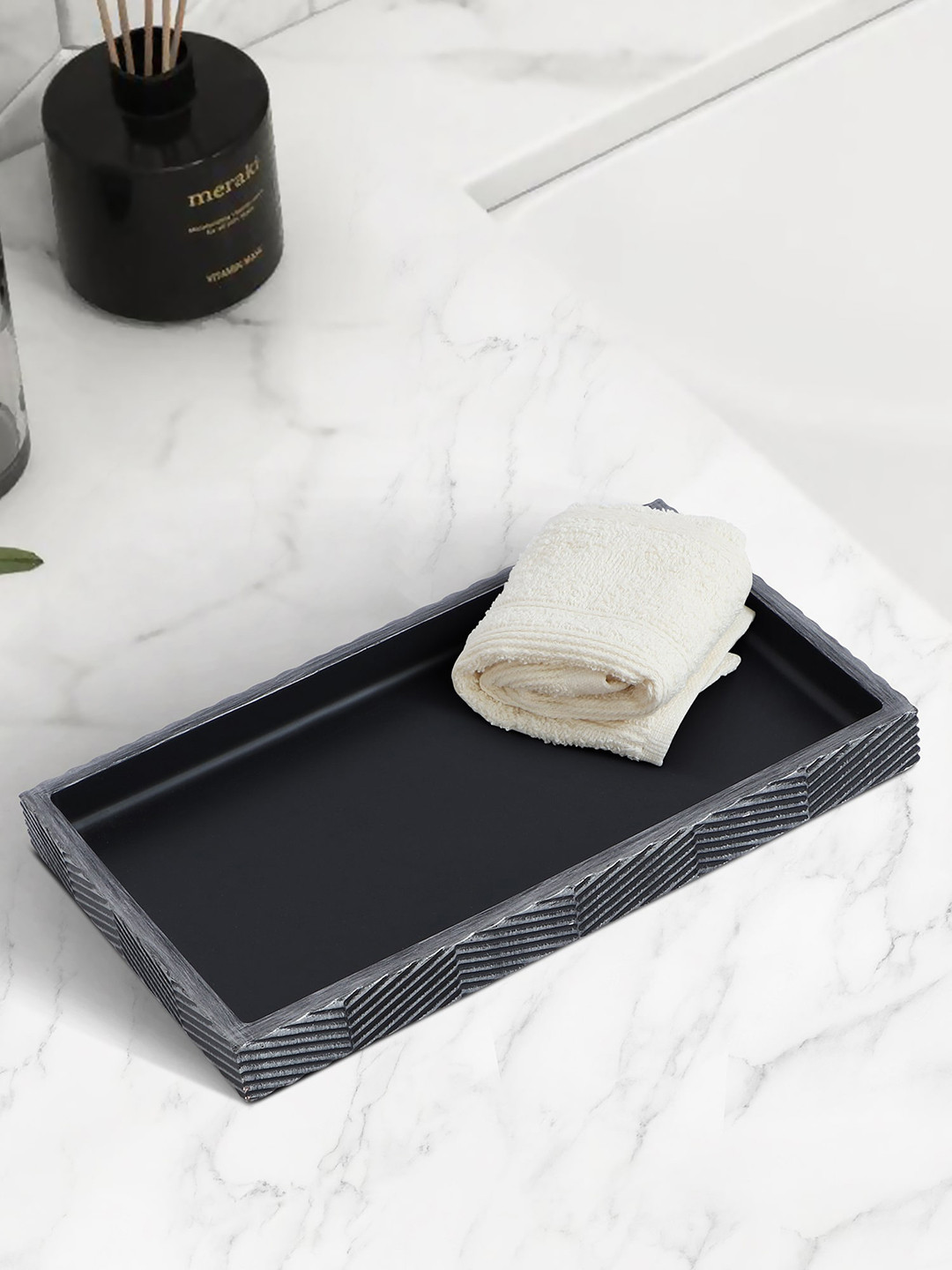 Buy OBSESSIONS Grey Textured Rectangular Bath Tray - Bathroom ...