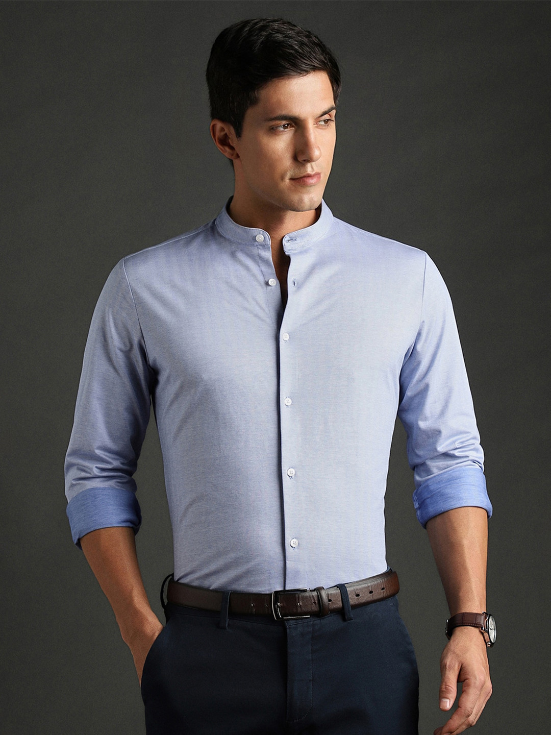 Buy Bergamo Slim Fit Knitted Pure Cotton Formal Shirt - Shirts for Men ...