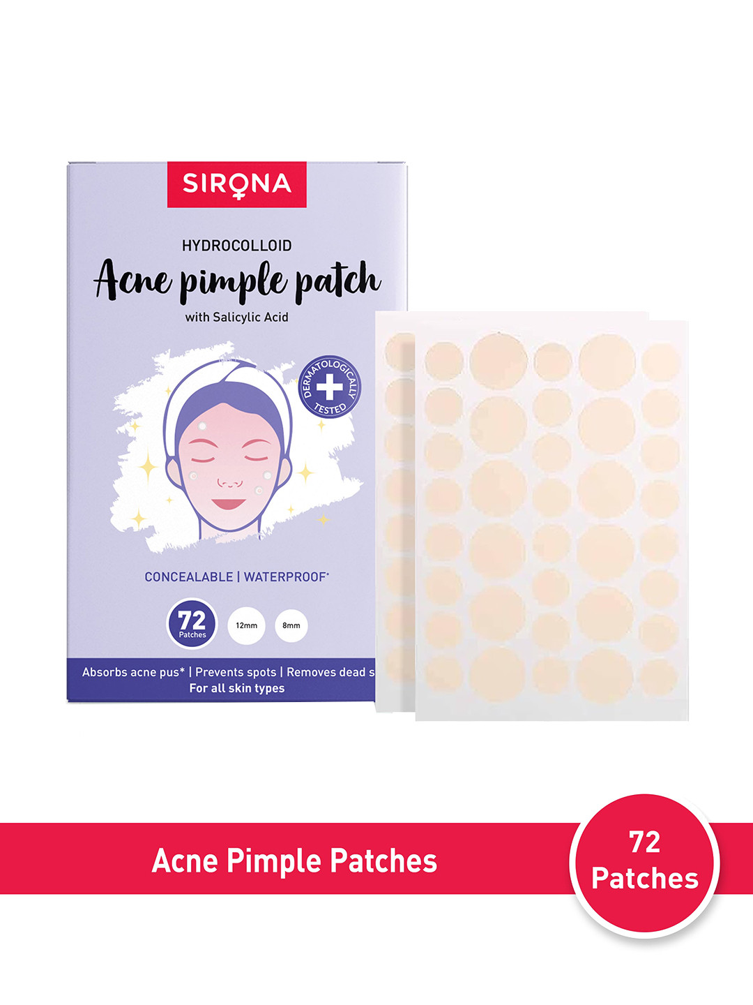 Buy Sirona Acne Pimple Patch For Face With Salicylic Acid 72 Patches - Eye Mask And Patches for ...