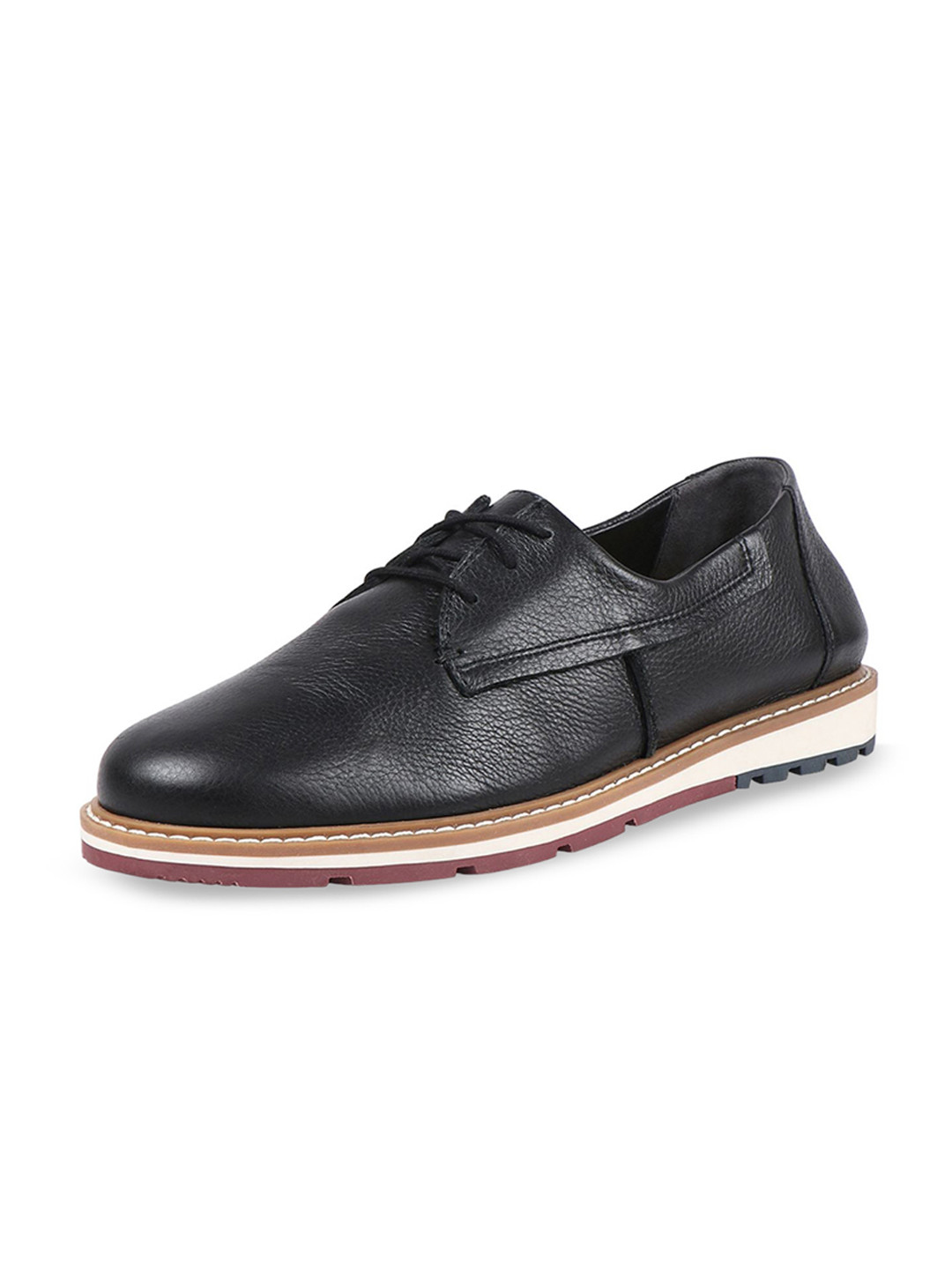 Buy Hidesign Men Black Textured Leather Derbys - Casual Shoes for Men ...