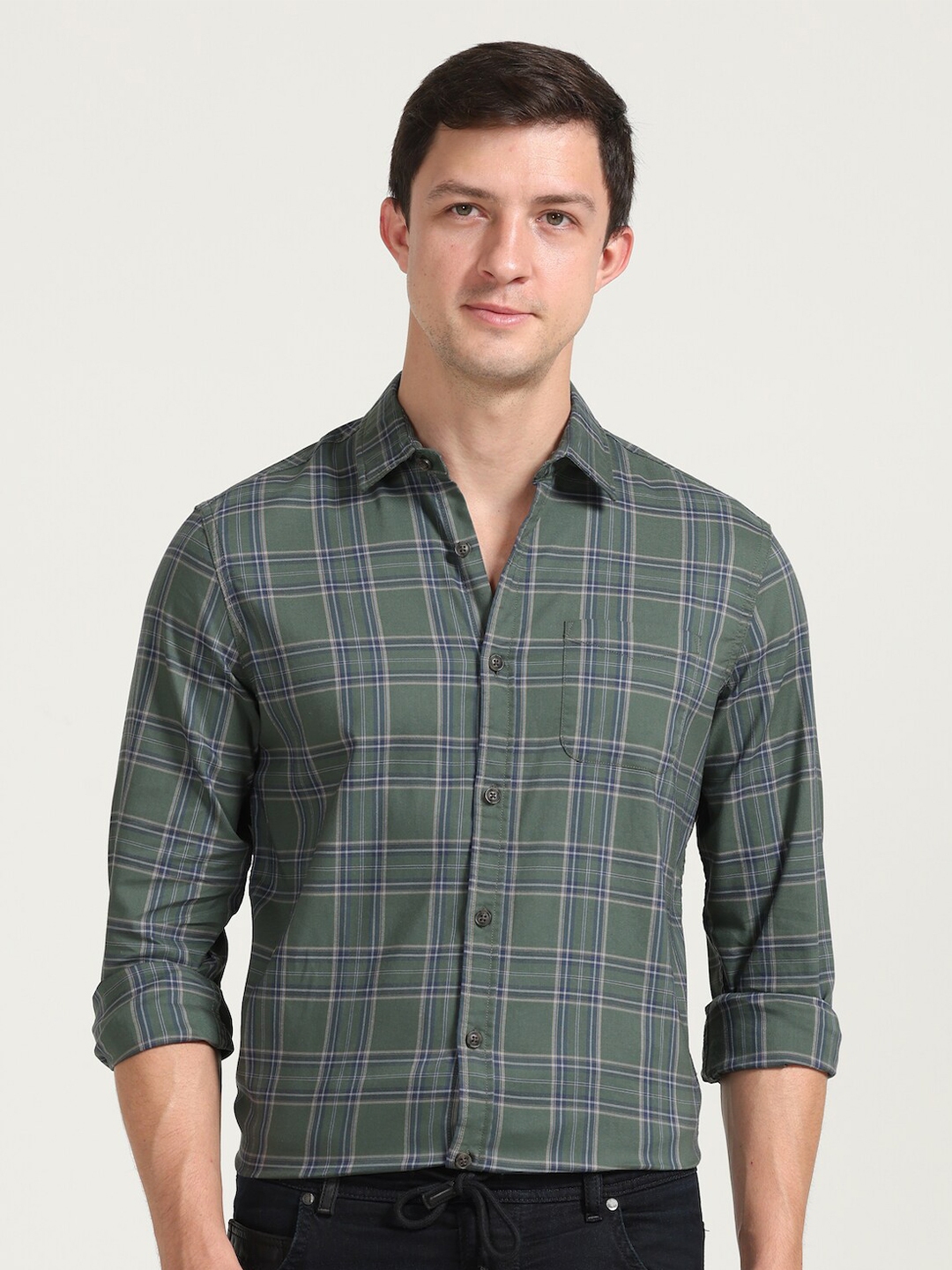 Buy Poe Smart Slim Fit Checked Casual Shirt Shirts For Men 24941480