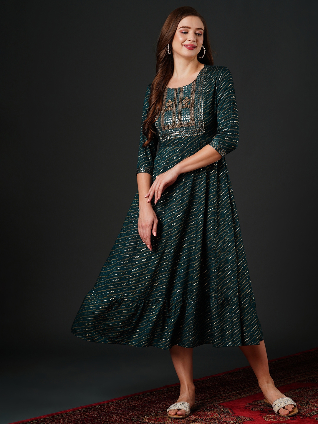 Buy Anouk Ethnic Motifs Printed A Line Midi Ethnic Dress Ethnic