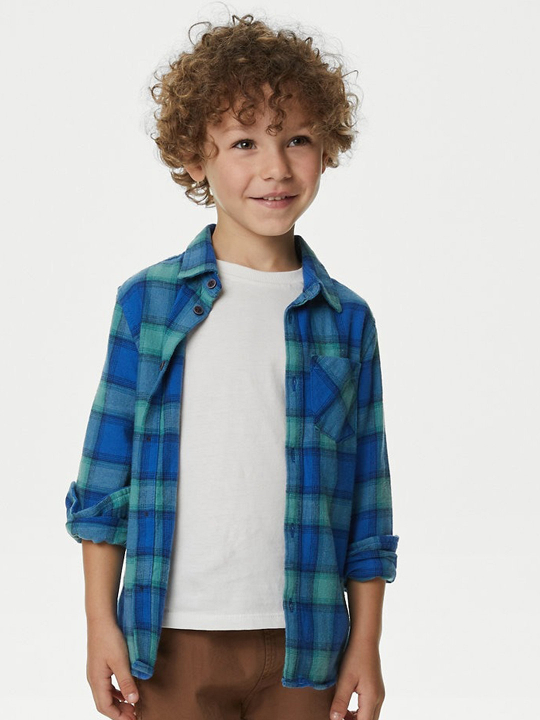 Buy Marks & Spencer Boys Checked Casual Pure Cotton Shacket - Shackets ...