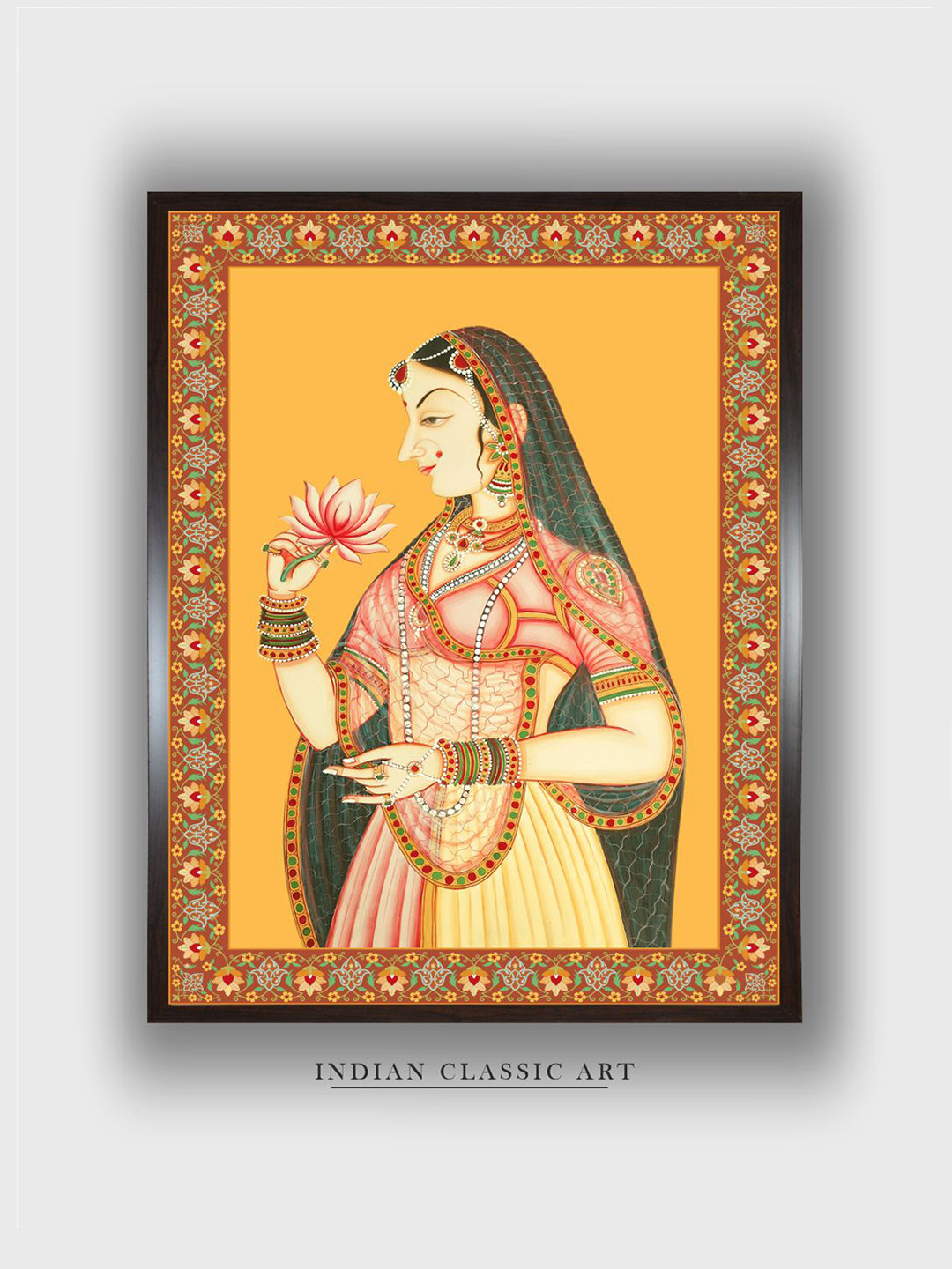 Buy INDIAN CLASSIC ART Yellow & Pink Indian Folk Wall Art - Wall Art ...