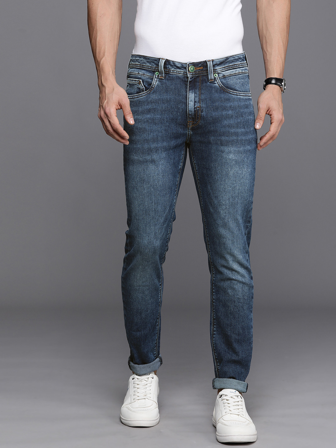 Buy Louis Philippe Jeans Men Slim Fit Mid Rise Light Fade Stretchable ...