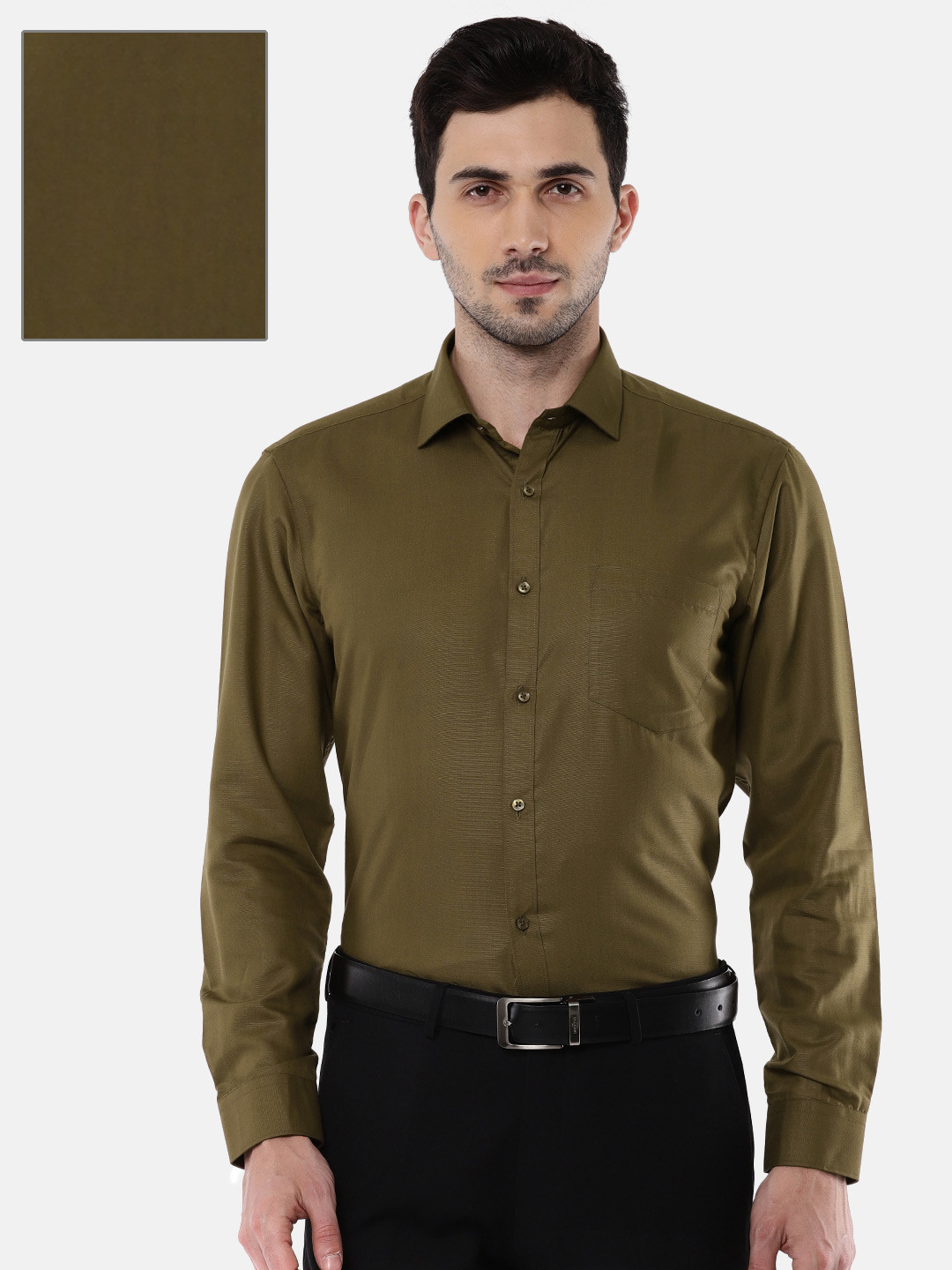 Buy RG DESIGNERS Men Olive Green Slim Fit Solid Formal Shirt - Shirts ...