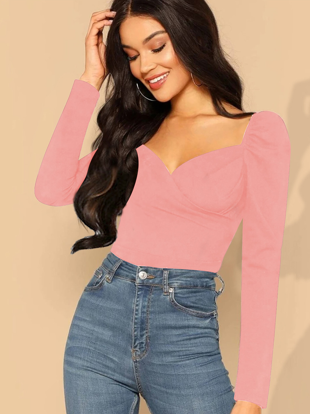 Buy Dream Beauty Fashion Sweetheart Neck Puff Sleeves Gathered Top ...