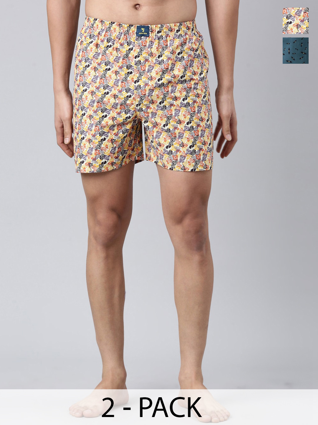 Buy Joven Pack Of 2 Conversational Printed Pure Cotton Boxers JB2P ICGB ...