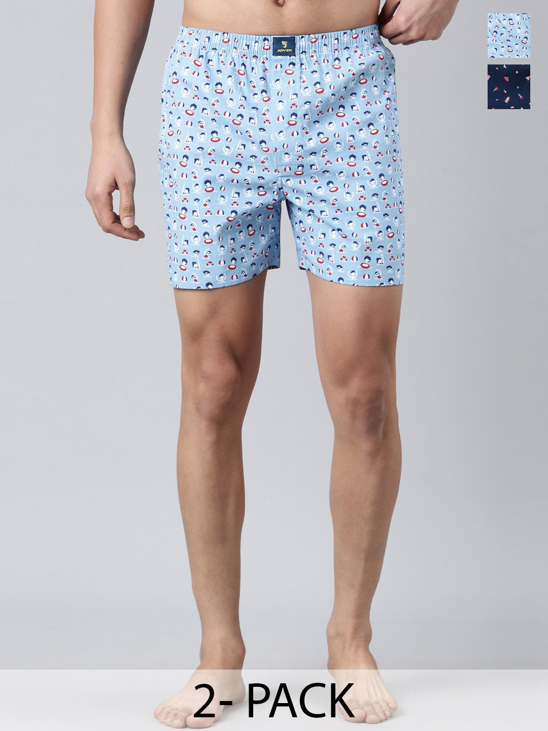Buy Joven Pack Of 2 Printed Pure Cotton Boxers JB2P NPSW - Boxers for ...