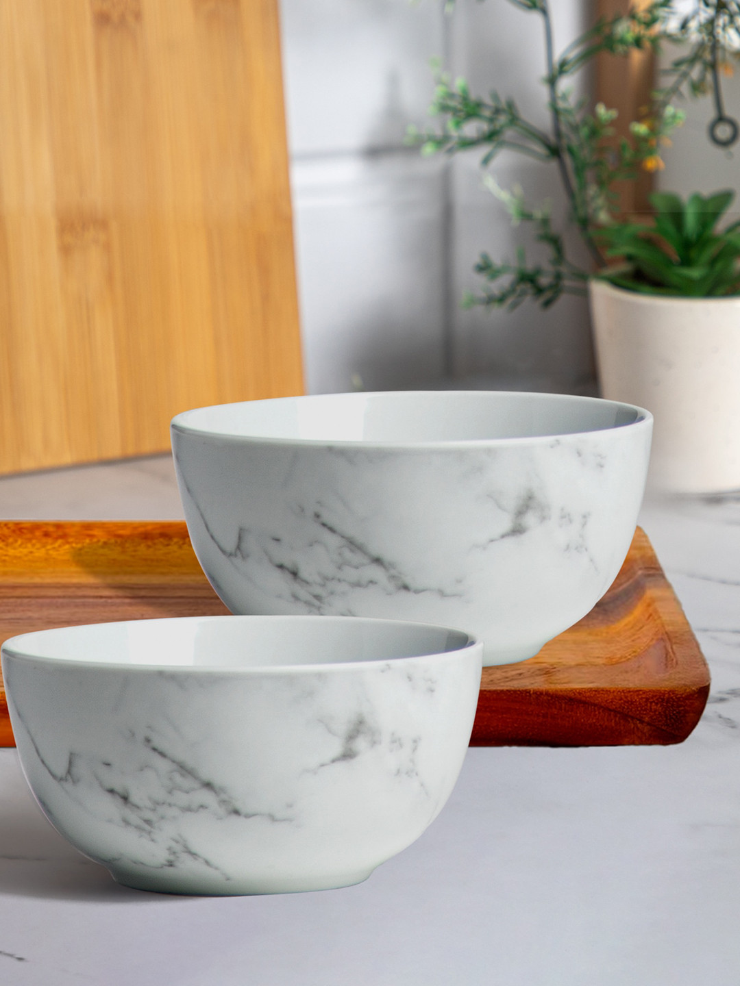 Buy Anko White & Grey 2 Pieces Stoneware Glossy Bowls - Bowl for Unisex ...