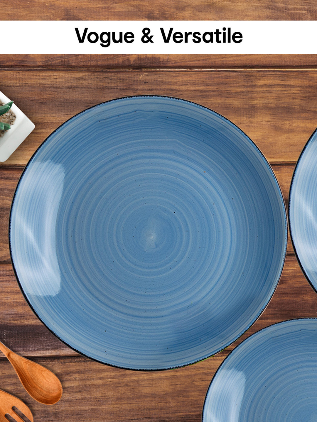 Buy Anko Blue & Cream 12 Pieces Stoneware Matte Dinner Set - Dinner Set ...