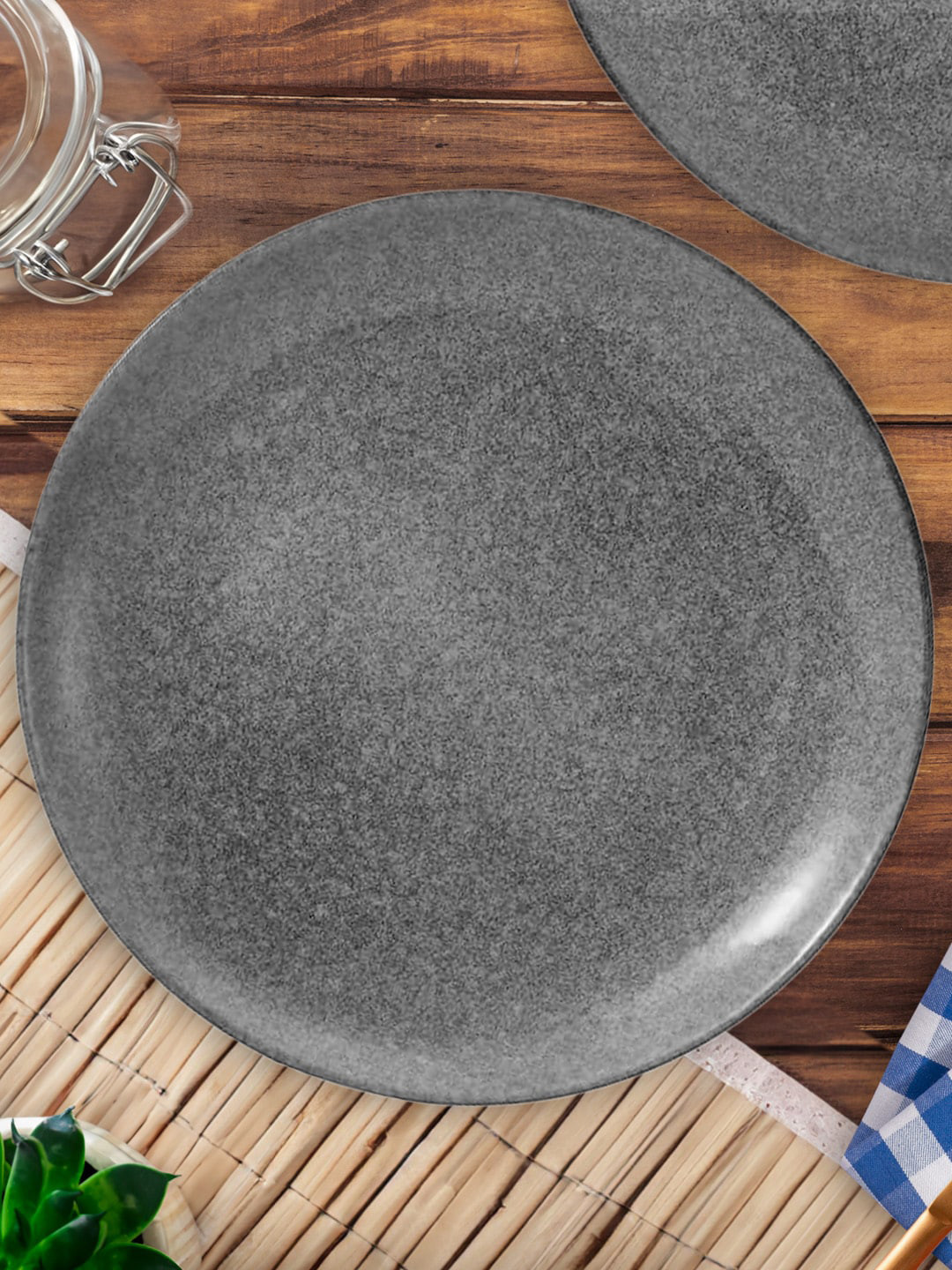 Buy Anko Grey 6 Pieces Stoneware Glossy Plates - Dinnerware for Unisex ...