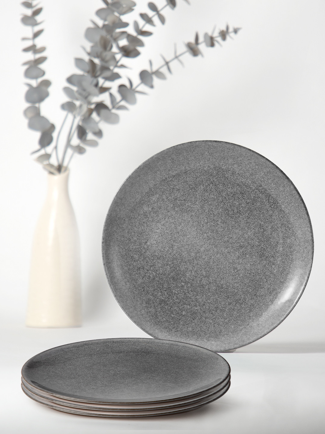 Buy Anko Grey 4 Pieces Stoneware Glossy Plates - Plates for Unisex ...