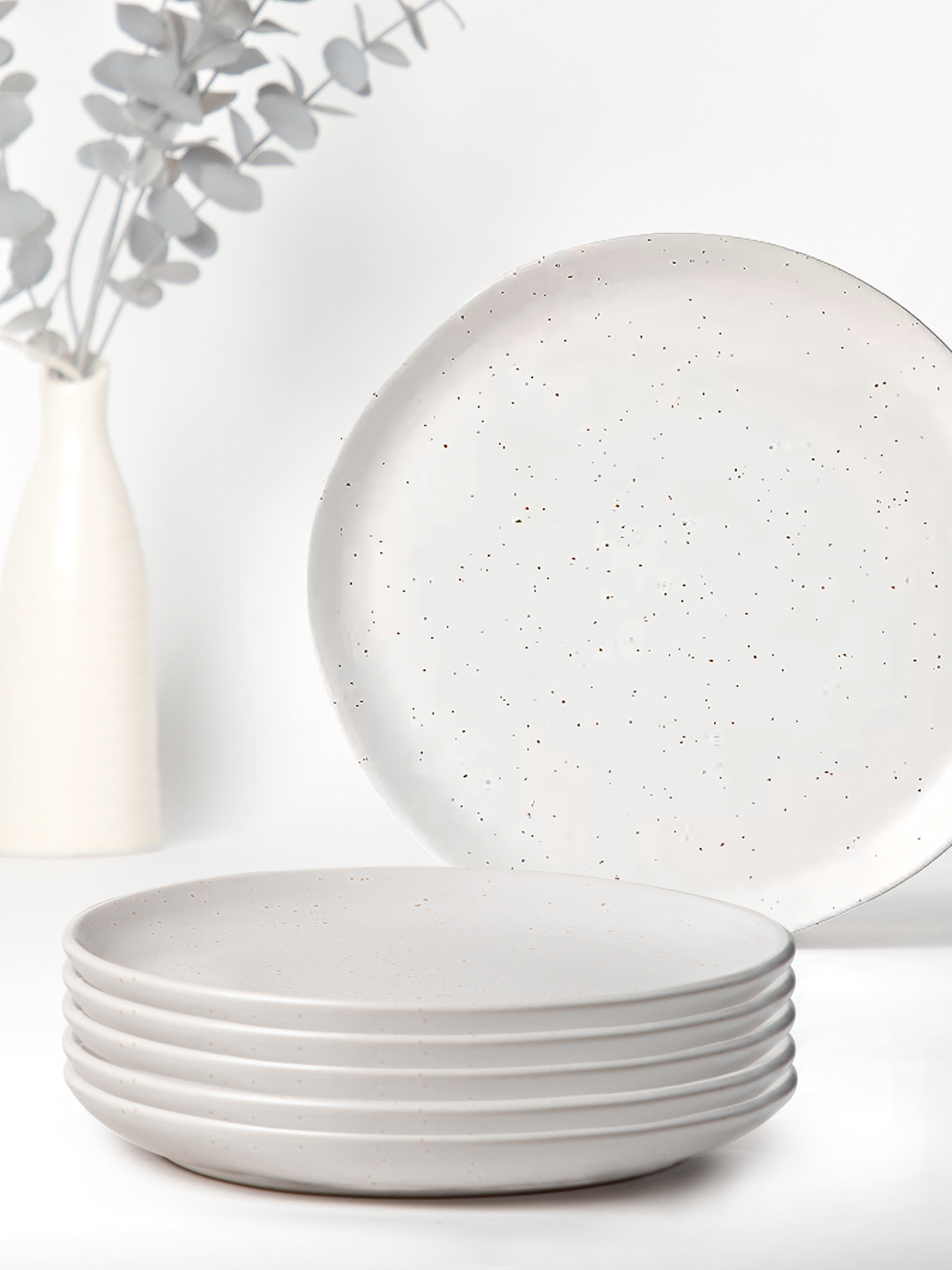 Buy Anko 6 Pieces White Stoneware Glossy Plates - Plates for Unisex ...