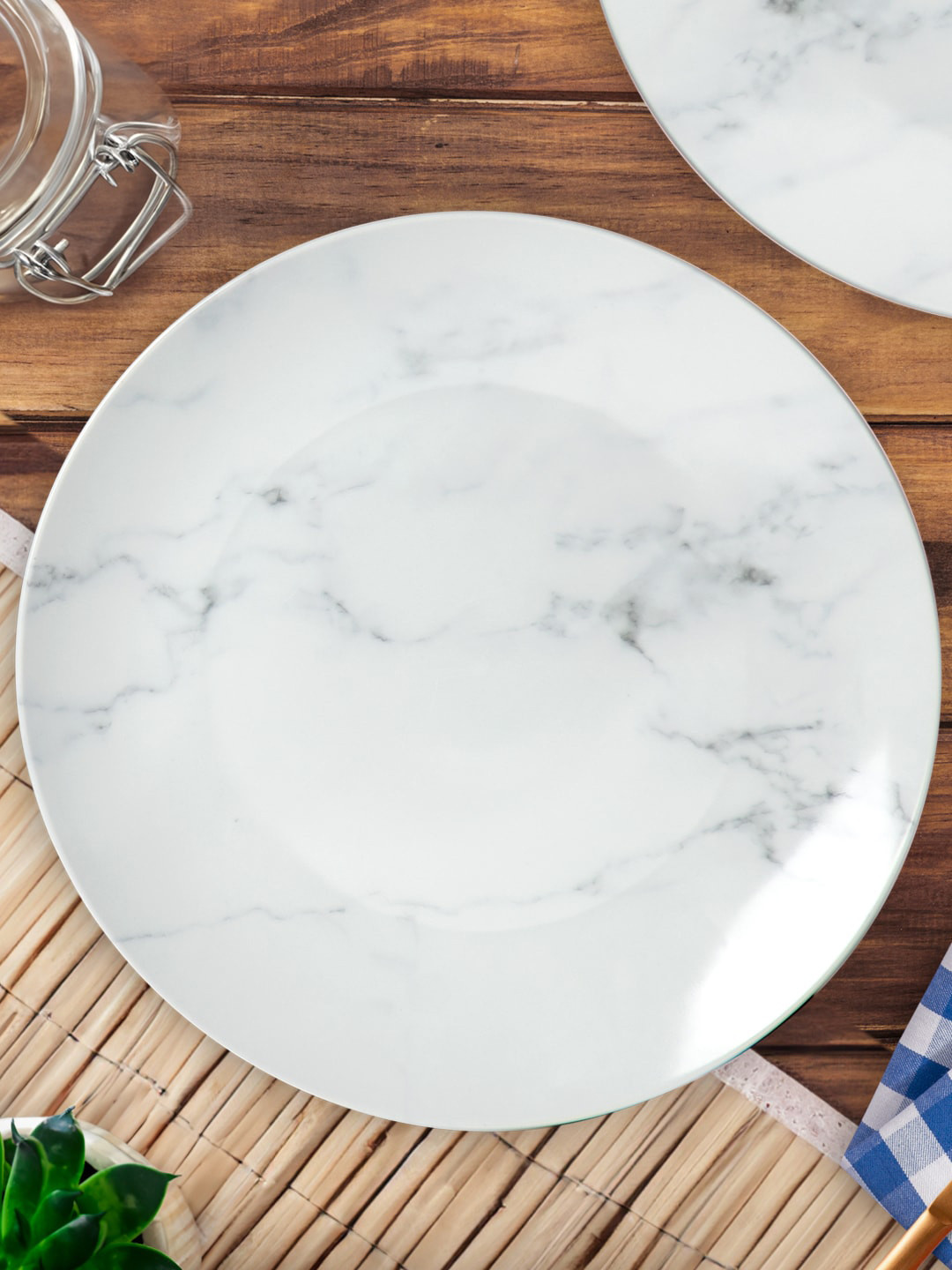 Buy Anko White 2 Pieces Printed Stoneware Glossy Plates - Plates for ...