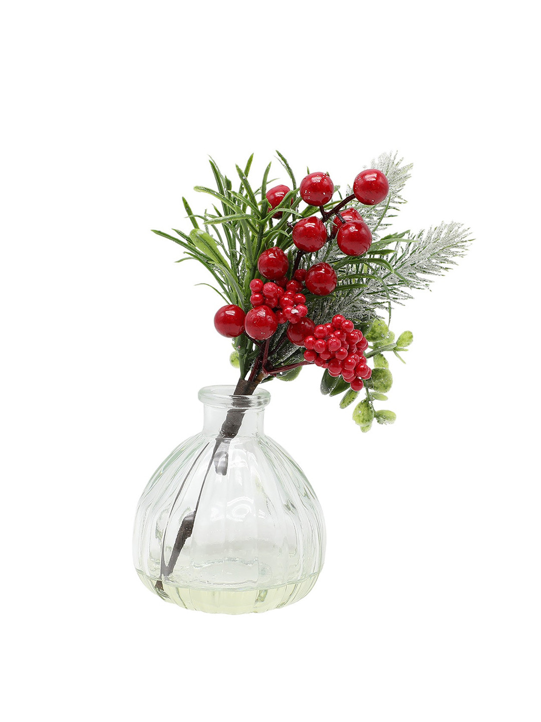 Buy Anko Red & Green Mini Plant In Glass Pot - Artificial Flowers And ...