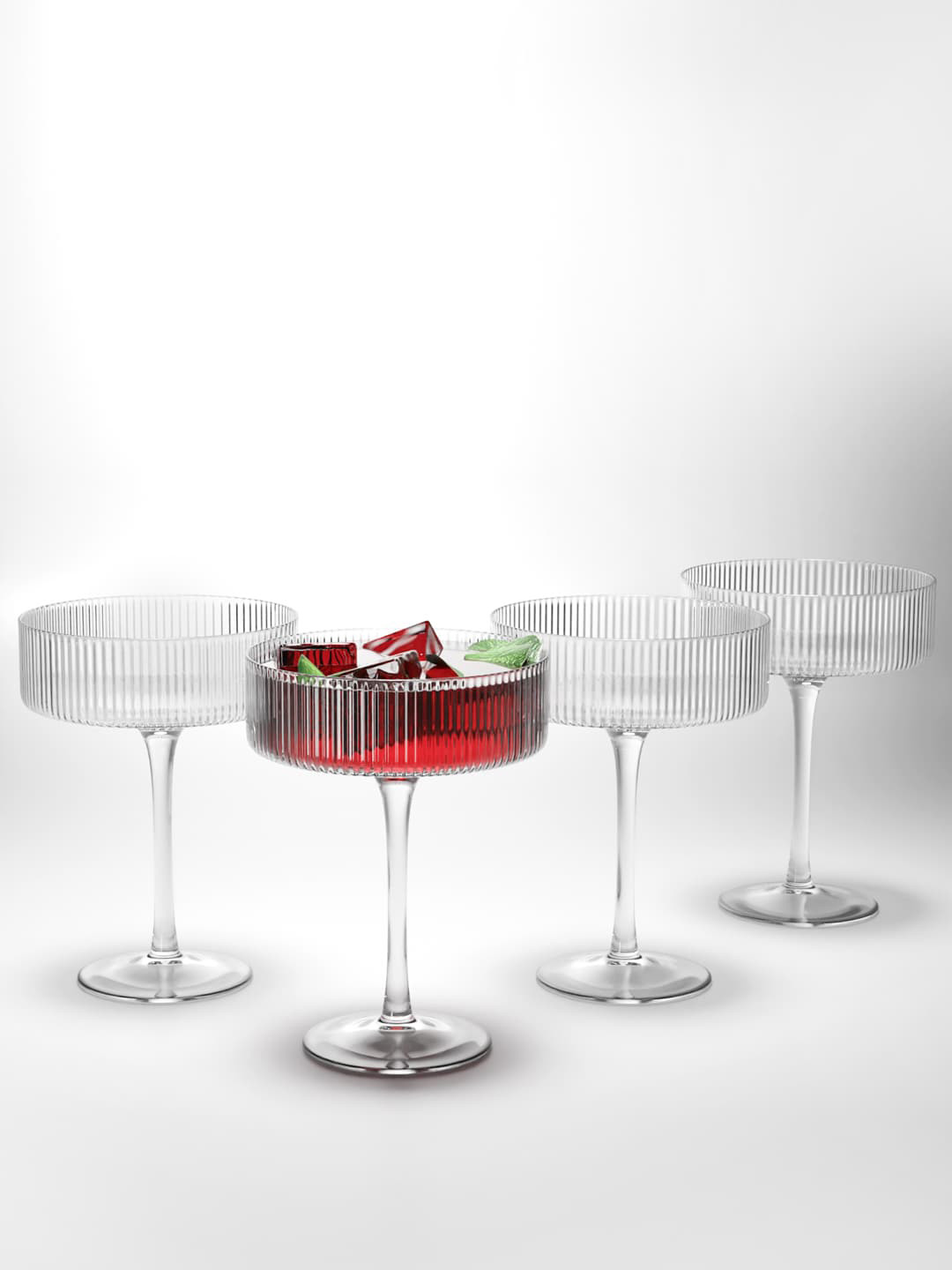 Buy Anko Transparent 4 Pieces Ribbed Glass Champagne Glasses 200 ML ...