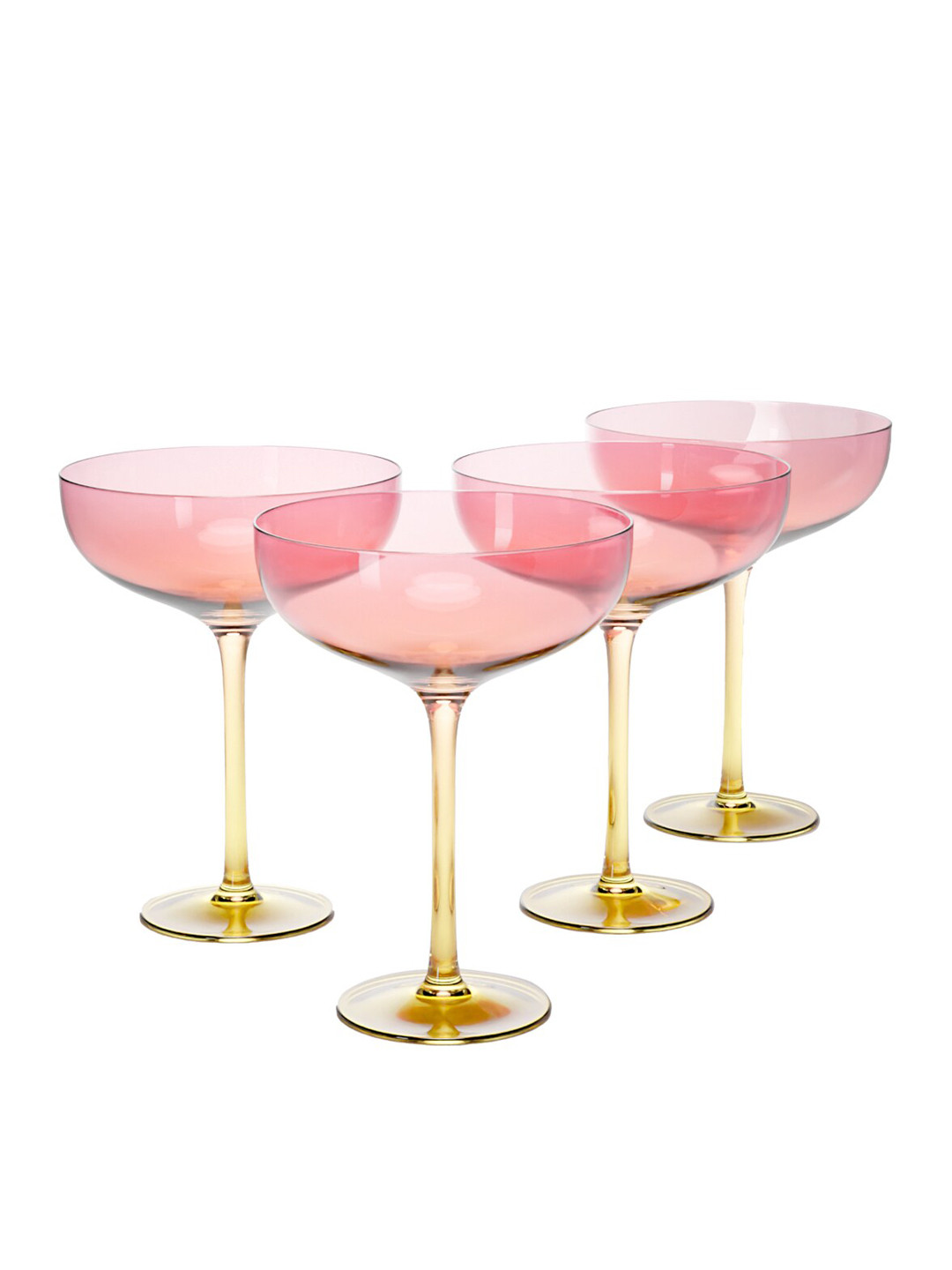 Buy Anko Pink 4 Pieces Glass Champagne Glasses 400 ML Each - Bar Glass ...