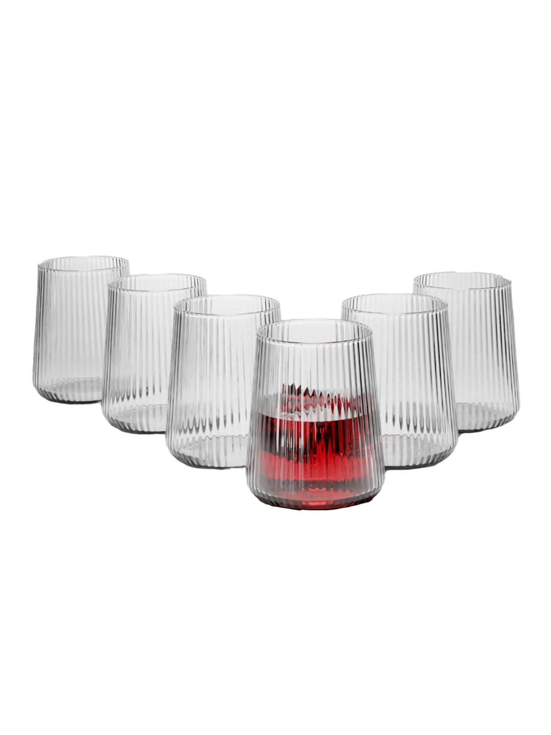Buy Anko Transparent 6 Pieces Ribbed Glass Cocktail Glasses 450 ML Each ...