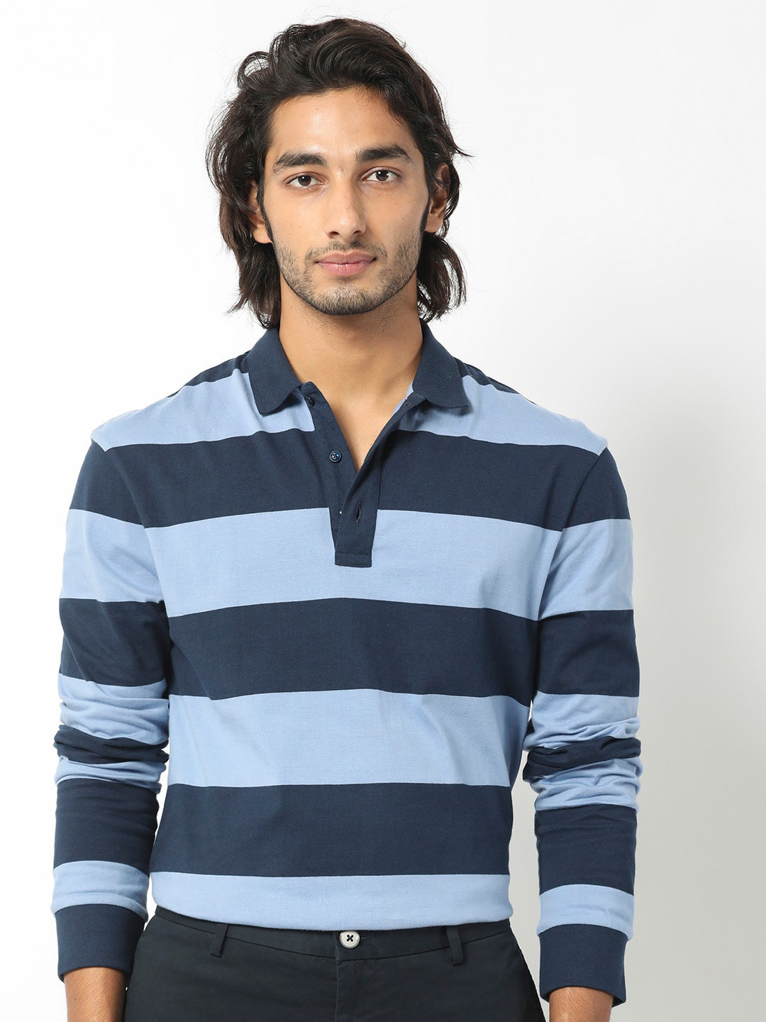 Buy RARE RABBIT Men Karen Colourblocked Polo Collar Slim Fit Cotton T ...