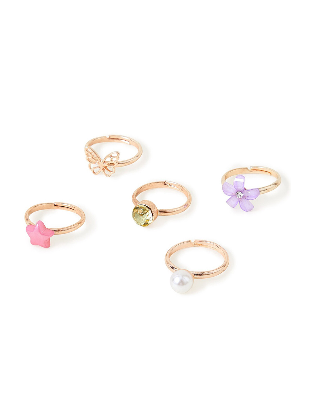 Buy Accessorize Girls Set Of 5 Adjustable Lightweight Finger Rings ...
