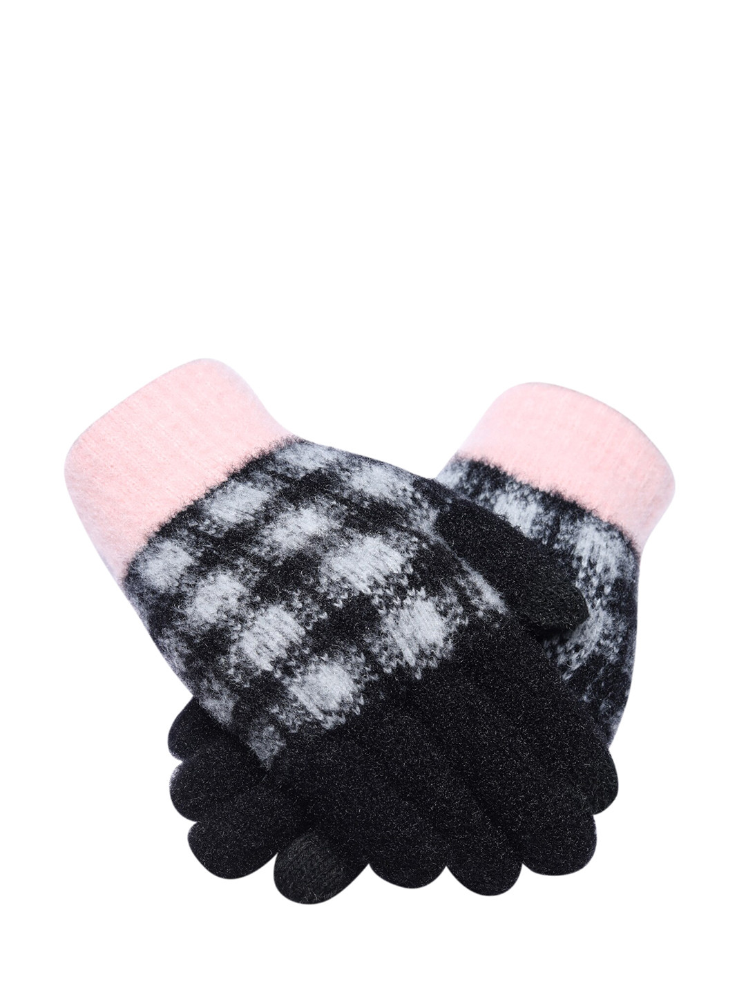 Buy LOOM LEGACY Women Winter Acrylic Woolen Checkered Hand Gloves ...