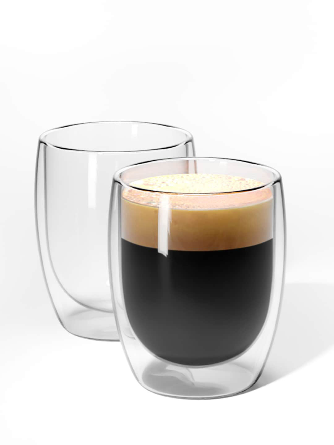 Buy Anko 2 Pcs Transparent Solid Double Wall Glass Cups 330 ML Each ...