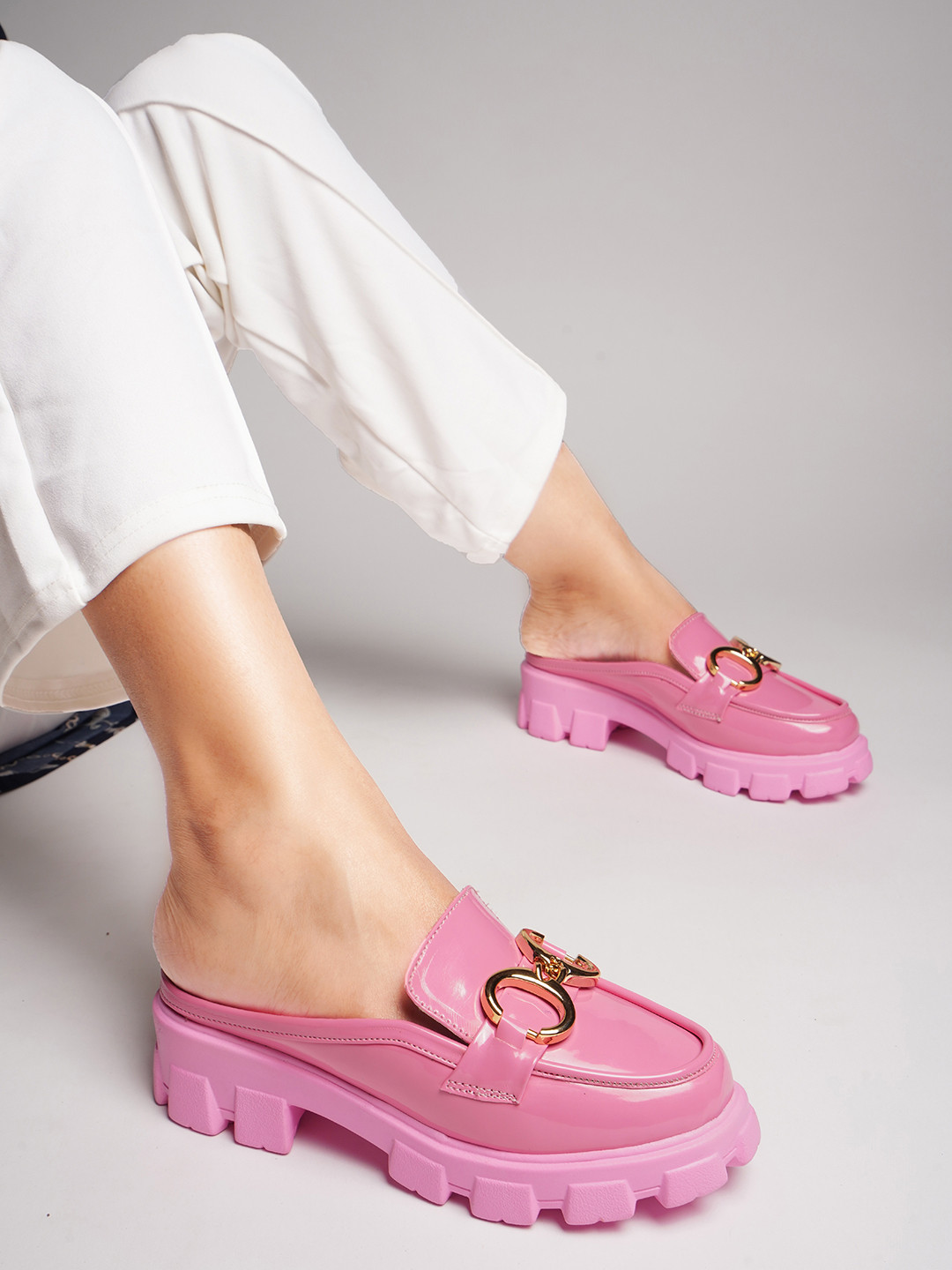 Buy JM Looks Buckled Embellished Platform Mules - Heels for Women ...