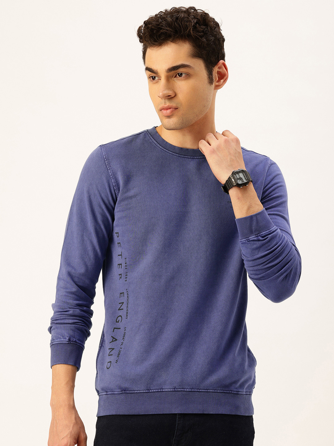 Buy Peter England Pure Cotton Brand Logo Printed Sweatshirt ...