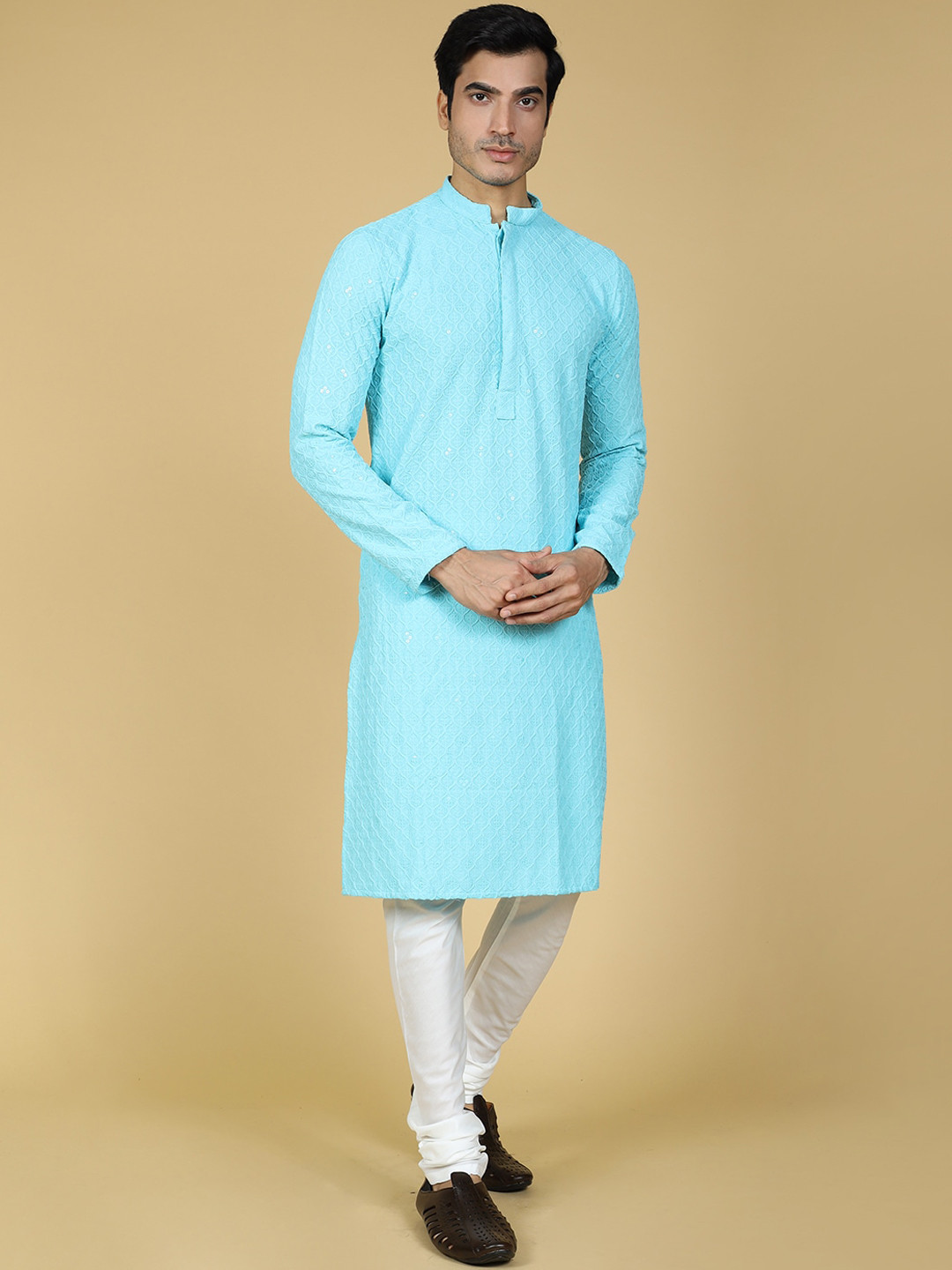 Buy Sultan The King Of Kurta Men Ethnic Motifs Chikankari Regular ...