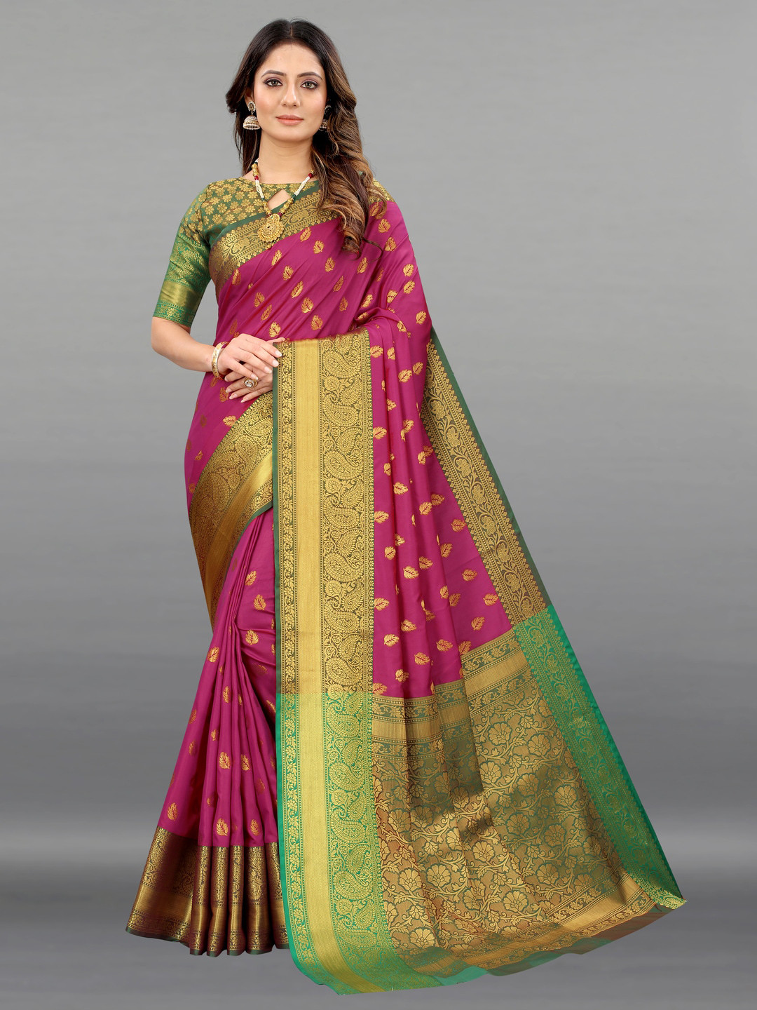 Buy MOKSHA DESIGNS Ethnic Motifs Woven Design Zari Pure Silk Banarasi ...