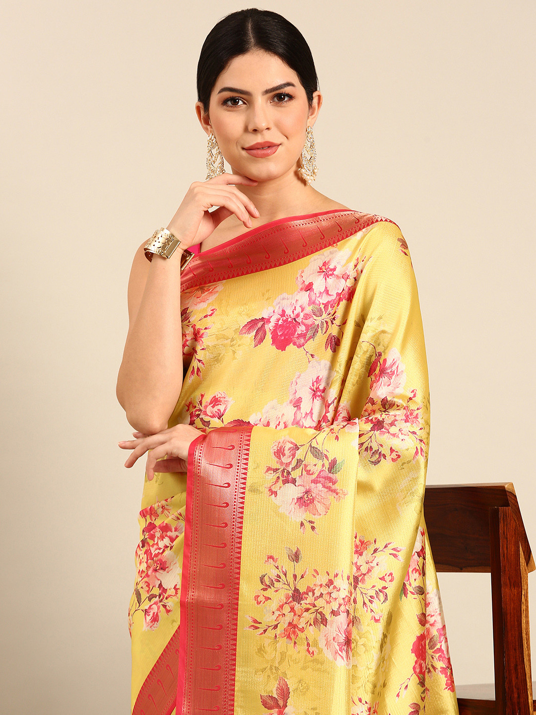 Buy Simaaya Floral Zari Kota Saree - Sarees for Women 24973242 | Myntra