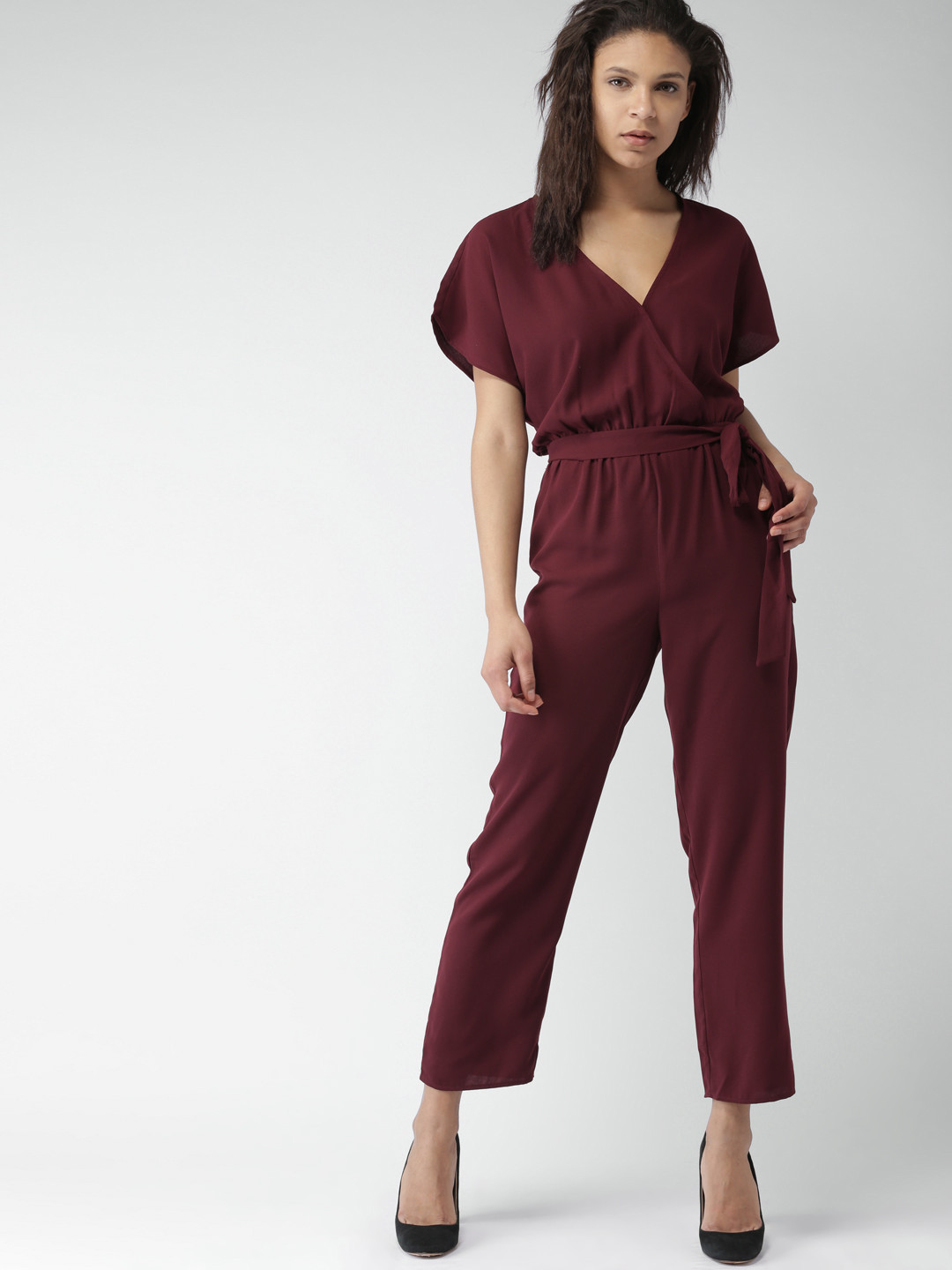 Buy FOREVER 21 Maroon Solid Basic Jumpsuit - Jumpsuit for Women 2497329 ...
