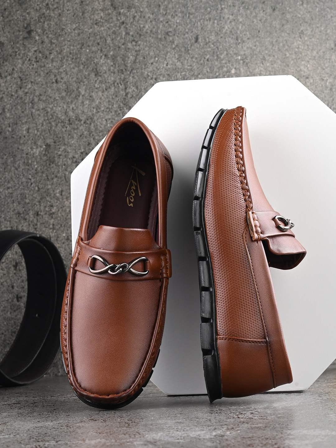 Buy Knoos Men Lightweight Ruff Tuff Comfort Insole Horsebit Loafers ...