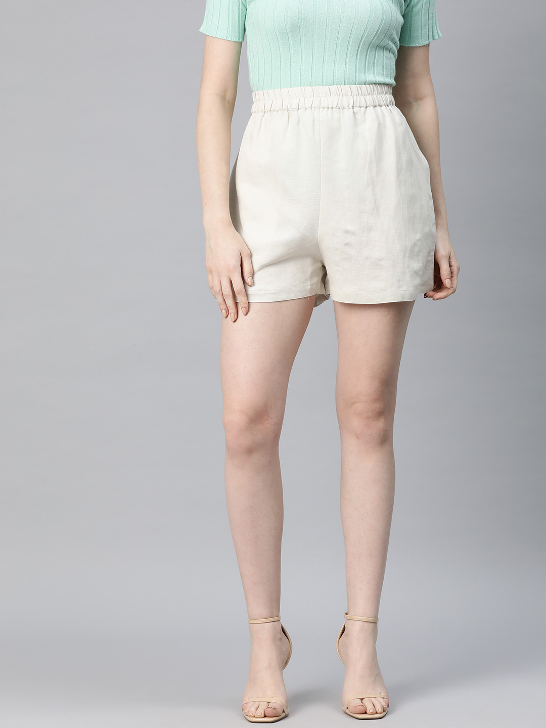 Buy VARUSHKA Women Solid Loose Fit Linen Shorts - Shorts for Women ...