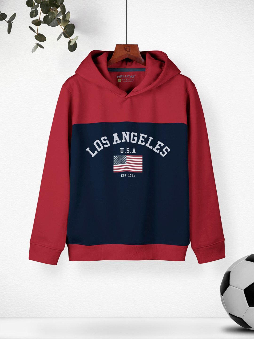 Buy HELLCAT Girls Colourblocked Hooded Regular Fit Cotton T Shirt ...